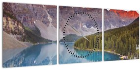Obraz - Horská kanadská krajina (s hodinami) (90x30 cm)