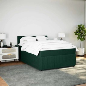 Box spring postel s matrací tmavě zelená 160x200 cm samet 3290085