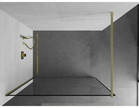 Mexen Kioto, sprchová zástěna Walk-In 130 x 200 cm, 8mm čiré sklo černý vzor, ​​zlatý matný profil, 800-130-101-55-70