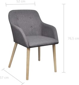 Jídelní židle 6 ks světle šedé textil a masivní dubové dřevo 270573