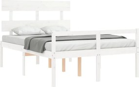Postel s čelem pro seniory bílý 120x200 cm masivní dřevo 3195347