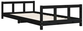 Dětská postel černá 90 x 190 cm masivní borové dřevo - Default Title