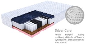 Matrace s taštičkovými pružinami s kokosem Gina 140x200 Potah: Silver Care (příplatkový potah), Výška: 27 cm