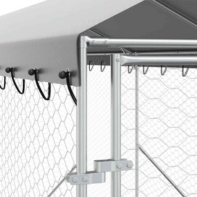 Venkovní psí kotec se střechou stříbrný 2 x 6 x 2,5 m ocel 3190483
