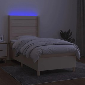 Box spring postel s matrací a LED krémová 90x190 cm textil 3138922