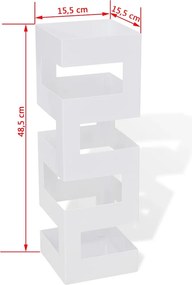 Bílý hranatý stojan na deštníky a vycházkové hole, ocelový, 48,5 cm 242470