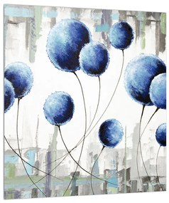 Abstraktní obraz - modré balónky (30x30 cm)