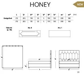 Materasso Manželská postel čalouněná HONEY - bočnice ROZMĚR: 200 x 200 cm - ATYP