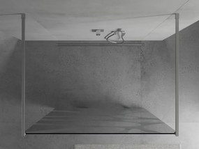 Mexen Kioto, průchozí sprchová zástěna 100 x 200 cm, 8mm sklo čiré/bílý vzor, 2x chromová stabilizační rozpěra, 800-100-002-01-97