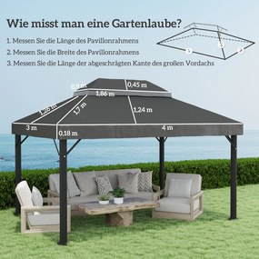 Outsuuny náhradní střecha pro altán 3 x 4 m, nepromokavá střecha altánu, dvojitá náhradní střecha pro zahradní altán, náhradní díly z tkaniny Oxford,…