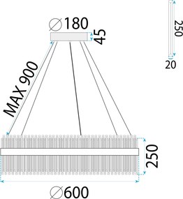 Závěsný LED křišťálový lustr APP1516-CP60 stříbrný