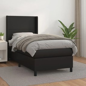 Box spring postel s matrací černá 100x200 cm umělá kůže 3132363