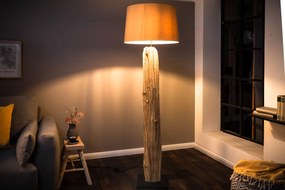 Invicta Interior Designová dřevěná stojací lampa béžová: Leonis II