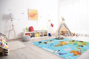 Detský kusový koberec Torino kids 233 WORLD MAP, 80x120, viacfarebná, detská izba, Obsession