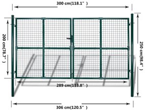 vidaXL Marketos Zahradní pletivo branka plot dveře stěna mříž 300 x 200 cm