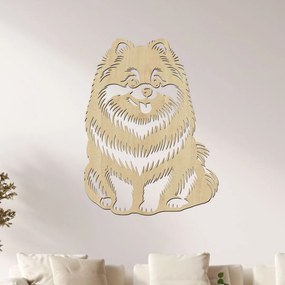 dřevo života Dřevěný obraz psa Pomeranian Zvolte rozměr (cm): 30x40, Zvolte barvu dekoru: Javor
