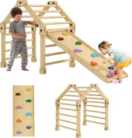 AIYAPLAY Dětský 3-v-1 Skládací Lezecký Rám pro Děti ve Věku 18-48 Měsíců s Klouzačkou 175x70x89 cm Mnohobarevný | Aosom
