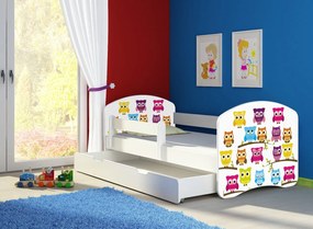 Dětská postel - Sovičky 2 180x80 cm + šuplík bílá