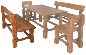 Drewmax MO101 lavice - Zahradní lavice z olšového dřeva, lakovaná 150x54x86cm - Brunat
