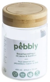 Pebbly Skleněná dóza kulatá 650 ml, bambusové víčko