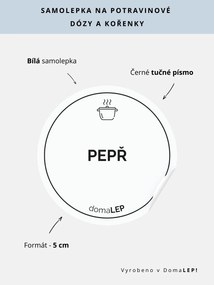 Samolepka na kořenky PEPŘ  bílá 5 cm tučné písmo