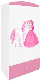 Dětská skříň Babydreams 90 cm princezna a poník růžová