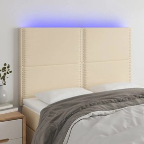 Čelo Postele S Led Krémové Textil Krémová 144 x 5 x 118/128 cm