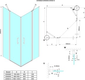 Gelco LORO obdélníkový sprchový kout 100 x 80 x 200 cm rohový vstup dvoukřídlé chrom čiré sklo GN4810-02