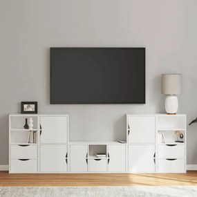 5 kusů TV skříněk s úložným prostorem bílá Borovicový masiv 3365383