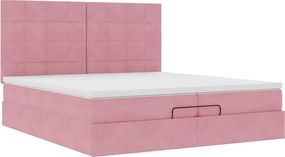 Osmanský rám postele s matrací růžová 200x200cm samet 3314347