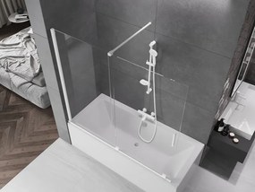 Mexen Velar, 2-křídlová posuvná vanová zástěna 170 x 150 cm, 8mm čiré sklo, bílý profil, 896-170-000-01-20
