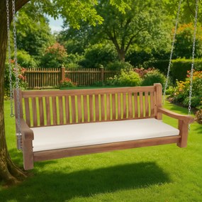 Houpací lavice Joyce s sedací polštář 180 cm + teak – krémová