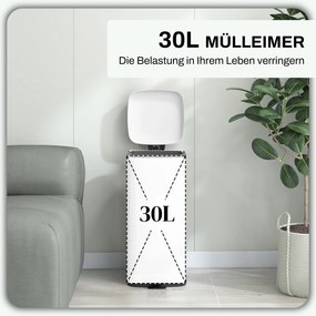 HOMCOM 30L Pedálový Koš na Odpady s Víkem, Koš na Kosmetiku, Odpadkový Koš s Vnitřním Košem, pro Obývací Pokoj a Kancelář, Kovový, 28cm x 35cm x 63.5…