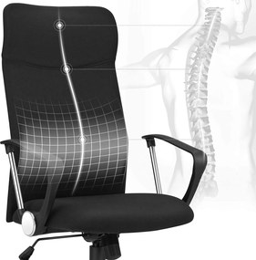 Kancelářská židle, ergonomická otočná židle, 63 x (110-120) x 63 cm, černá