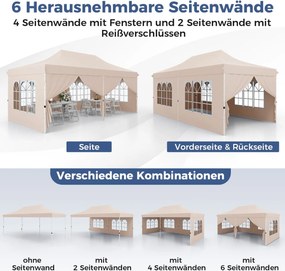Costway Pavilon skládací pavilon s 6 odnímatelnými bočními stěnami a pytli
