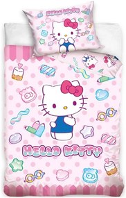 Povlečení do dětské postýlky Hello Kitty - motiv Sladké snění - 100% bavlna - 40x60 cm + 100x135 cm