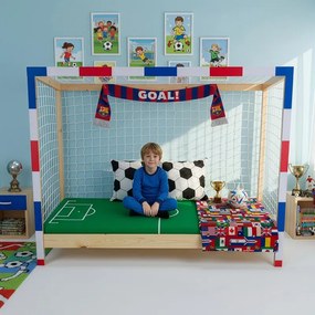 Montessori postel 90x200, přírodní/bílá/modrá/červená, FUTAL Kondela 0000396833