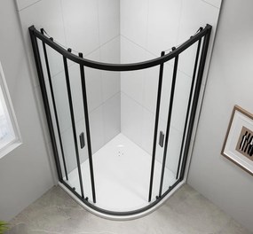 Polysan Polysan, EASY BLACK čtvrtkruhová sprchová zástěna 900x900mm, L/R, číré sklo, EL2615B