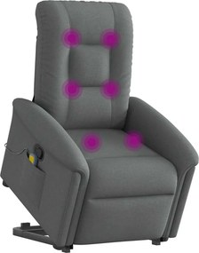 Zvedací masážní polohovací křeslo tmavě šedé textil 3303265