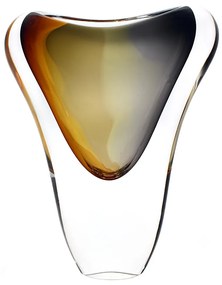 Skleněná váza hutní 05, zlatý topaz a kouřově černá, 20 cm | České hutní sklo od Artcristal Bohemia