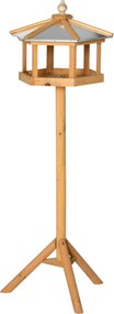 PawHut Ptačí Budka se Stojanem, Odolná Ptačí Krmítka s Ochrannou Zinkovou Střechou, Dřevěné Ptačí Krmítko pro Divoké Ptáky 40 x 40 x 113 cm Žluté | Ao
