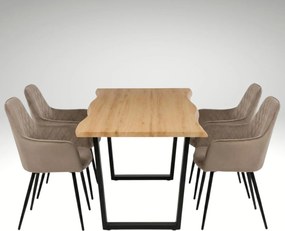 Vikio Jídelní set pro 4 osoby 160x90 cm dub noha U béžová židle s područkami VJS166-4CA