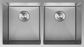 Mexen Binox, 2-komorový nerezový dřez 800 x 450 mm, broušená ocel, vzor voština, 6421802000-01HC
