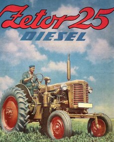 Plechová cedule Zetor 25 Diesel Velikost: A4 (30 x 20 cm)