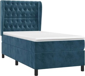 Box spring postel s matrací tmavě modrá 100x200 cm samet 3129379