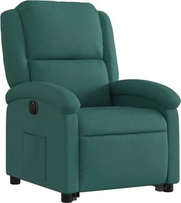 Elektrické zvedací polohovací křeslo tmavě zelené textil 3204194