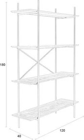 Černý kovový regál 120x180x40 cm Marcio – White Label