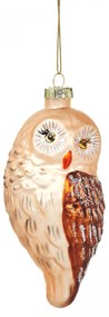 sass & belle Vánoční ozdoba Woodland Owl, béžová barva, hnědá barva, zlatá barva, sklo