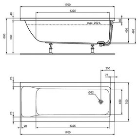 Ideal Standard Connect Air Vana 170x70 cm, bílá T361701