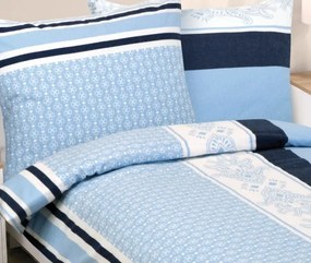 Bellatex Flanelové povlečení 140x220 cm, 70x90 cm Pruh Modrá,Bílá